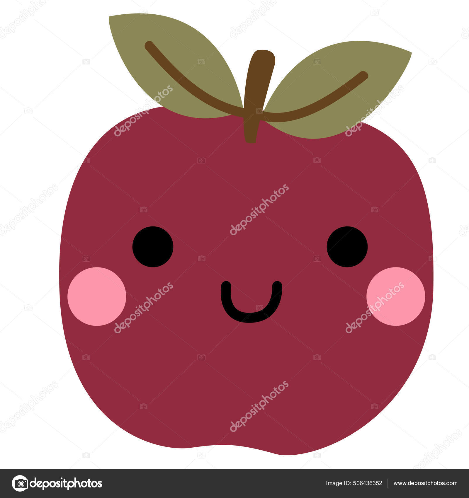 Cute Smiling Apple Web Icon Simple Illustration Stock Illustration by ...