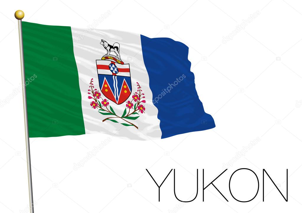 Yukon Canada Flag Yukon Canada Map With Canadian National Flag Vector