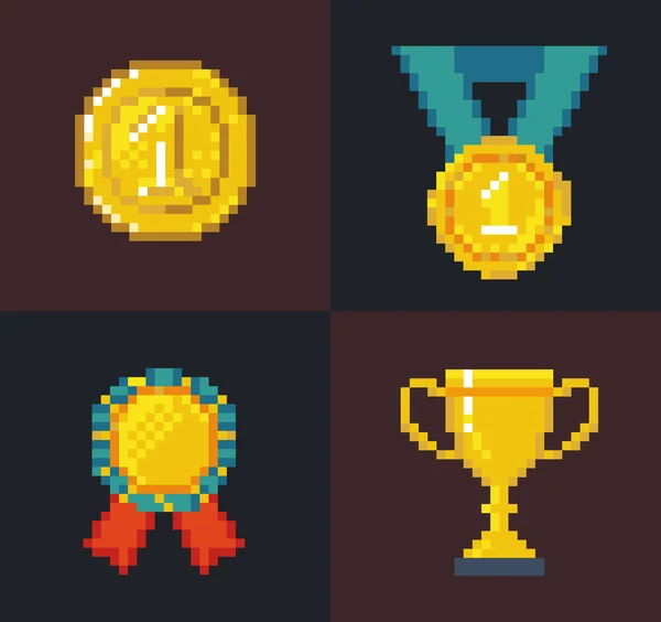 Pixel trophy Vector Art Stock Images | Depositphotos