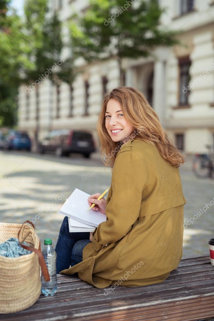 Studious teenage girl | Studious Teen Girl at Bench Looking at the ... Studious teenage girl | Studious Teen Girl at Bench Looking at the ...