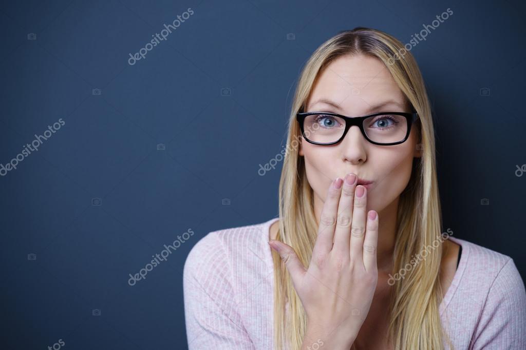 Pretty Woman in Oops Expression Stock Photo by ©racorn 92805356