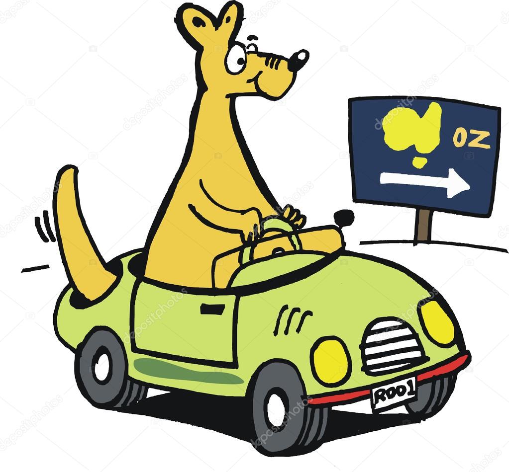 Dibujos animados canguro coche de conducción Vector de stock #92827438 ...