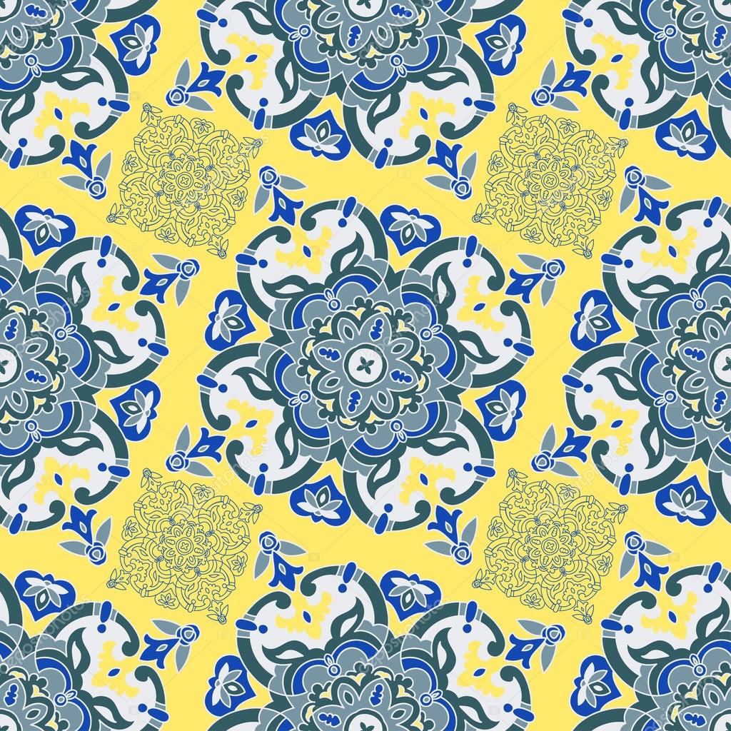 Hand drawing tile color seamless parttern. Italian majolica style Stock ...