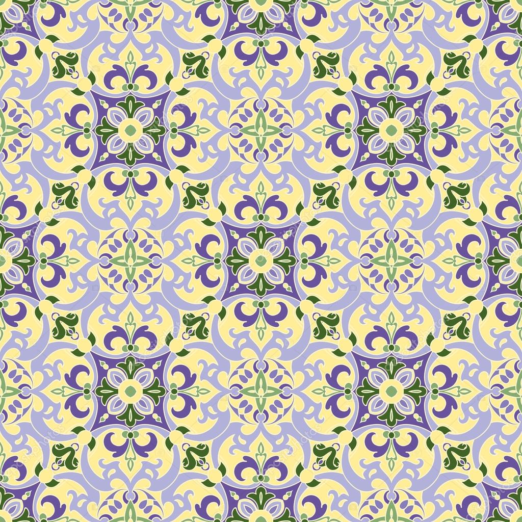 Hand drawing tile color seamless parttern. Italian majolica style Stock ...