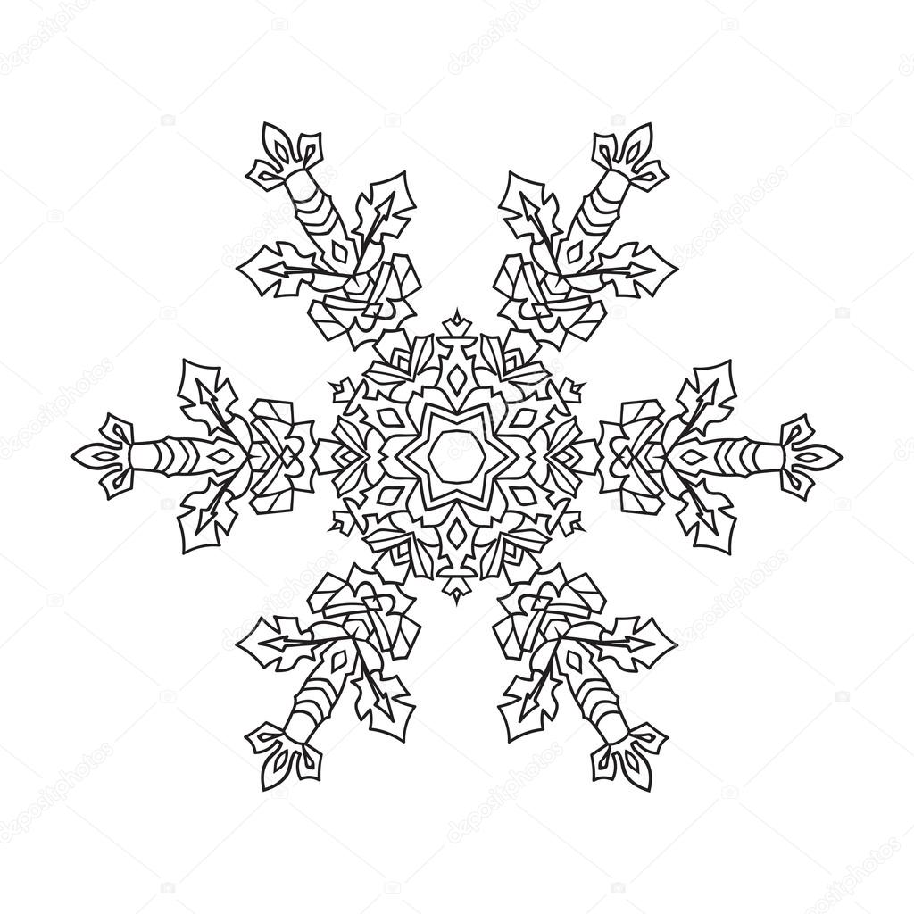 Hand-drawn doodles natural snowflake. Zentangle mandala style. — Stock ...