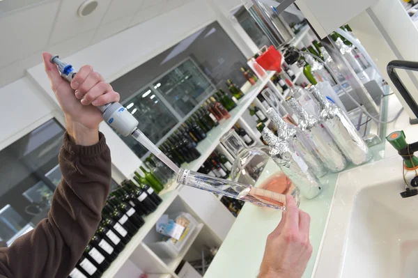Wine quality control testing in modern laboratory — Stock Photo ...