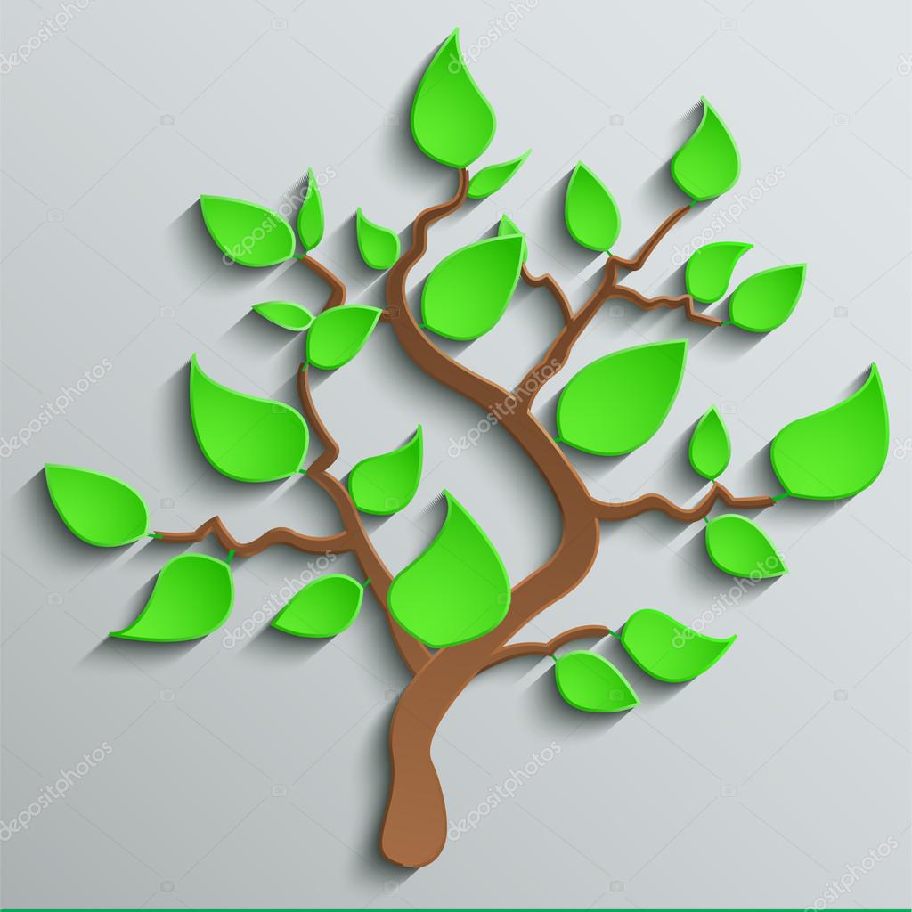 3d paper tree, vector illustration. Stock Illustration — Stock Vector ...