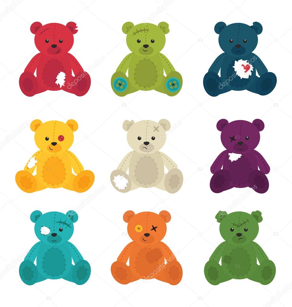 Broken teddy bears set — Stock Vector © tereez #66693169