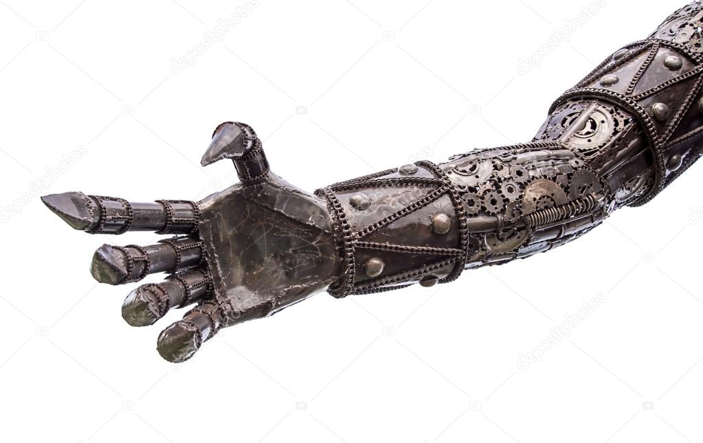 Hand of Metallic cyber or robot made from Mechanical ratchets bo ...