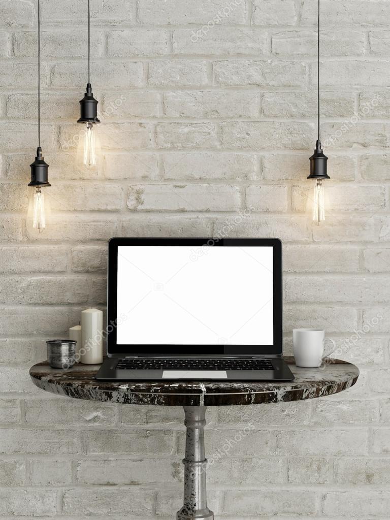 Mock up laptop, work station, 3d illustration — Stock Photo © CorDesign ...