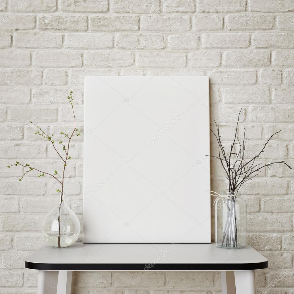 White hipster's composition, mock up poster, 3d rendering — Stock Photo ...