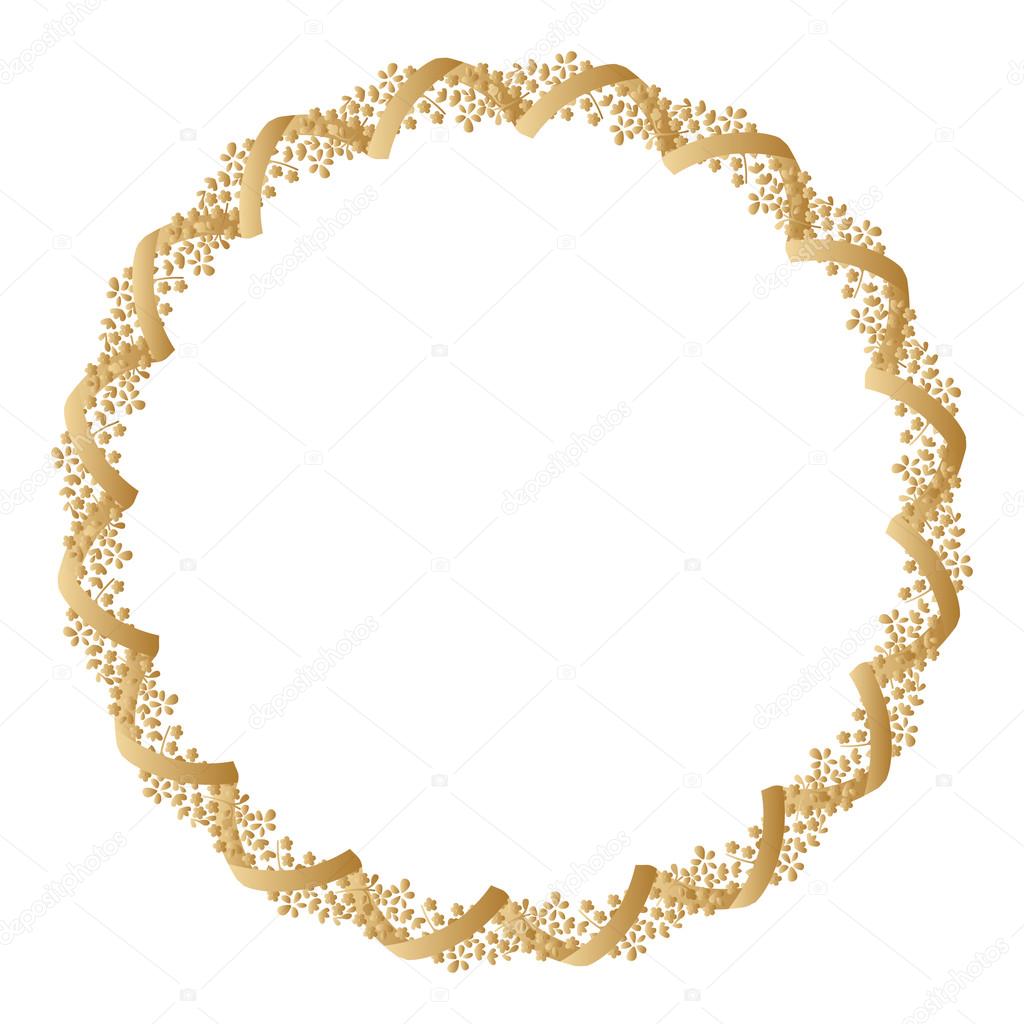 Round gold frame of flowers with ribbon. — Stock Vector © tanyaplyshka ...