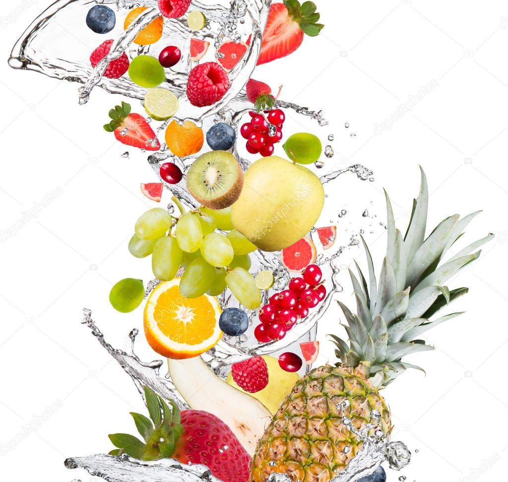 Splash with fruit Stock Photo by ©habovka 72039875