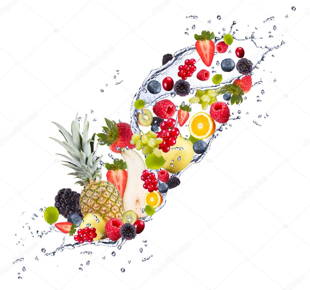Splash with fruit Stock Photo by ©habovka 72040543
