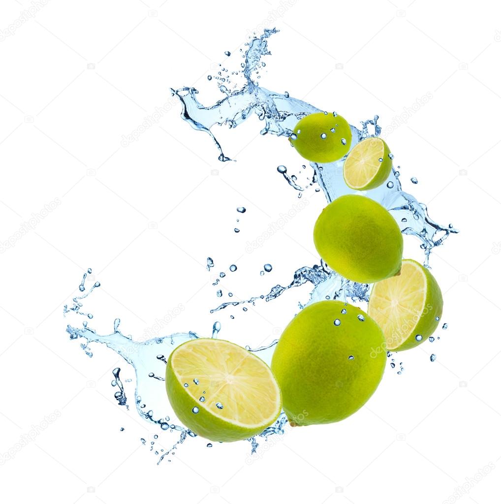 Lime falling in water splash Stock Photo by ©habovka 91837078