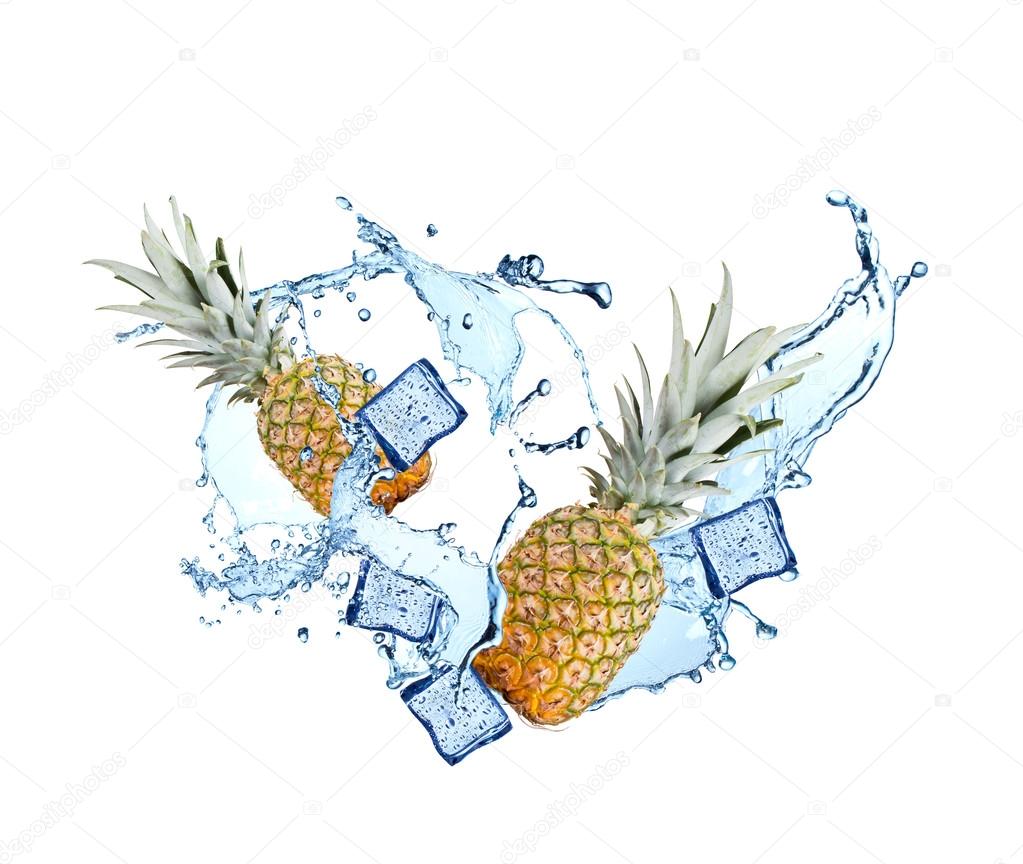 Pineapple falling in water splash Stock Photo by ©habovka 93169680