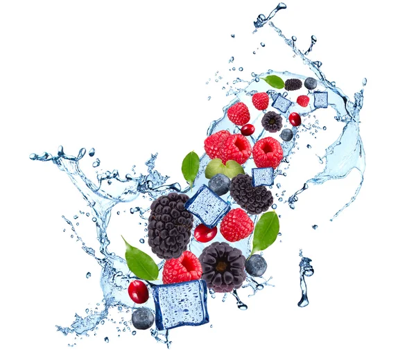 Water Splash Mix Berries Isolated White Background Stock Photo by ...