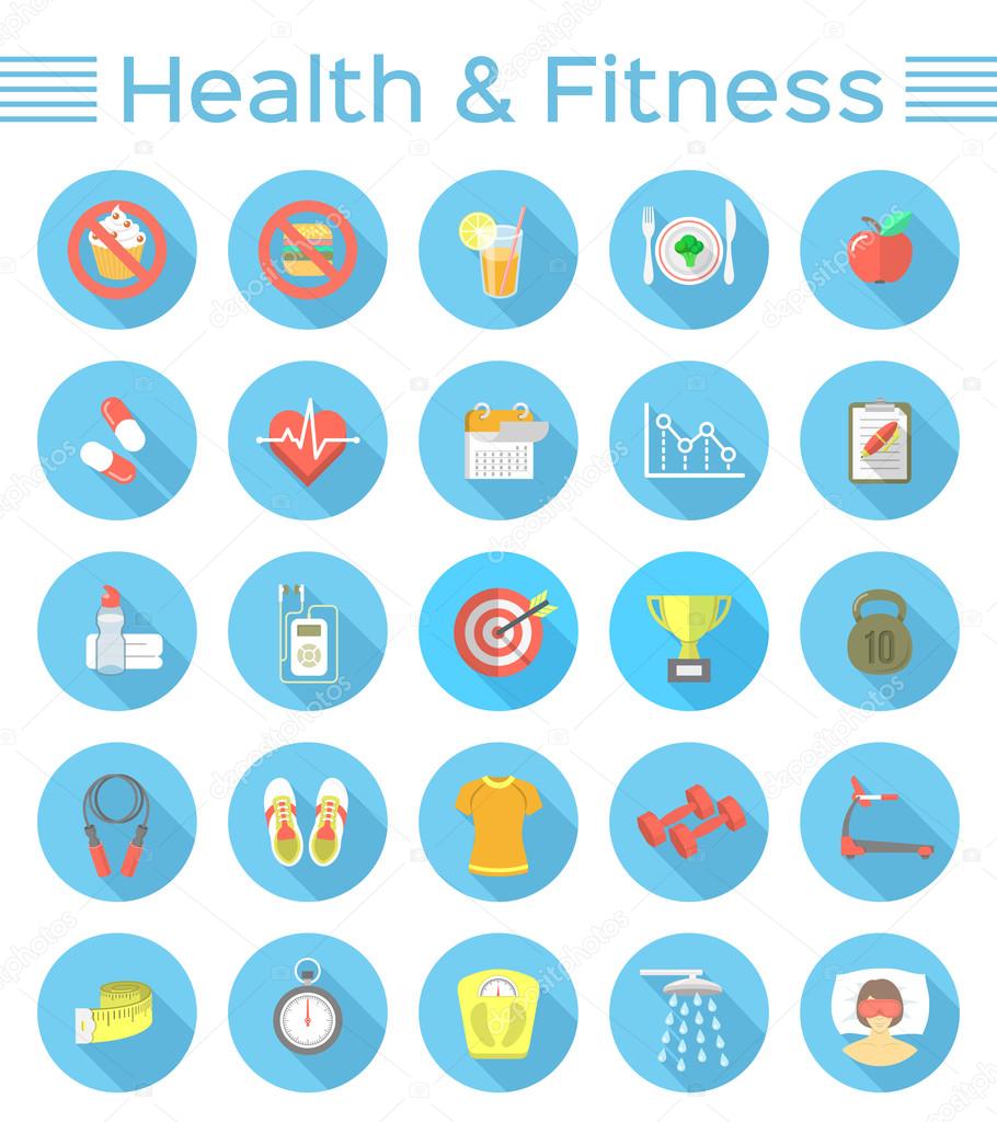 Modern Flat Fitness and Wellness Icons Stock Vector by ©vectorikart ...