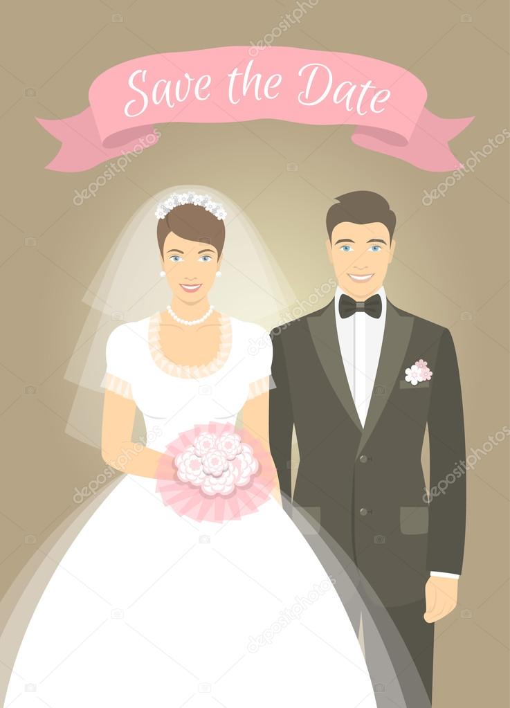 Foto de boda Retrato de novia y novio Vector de stock por ©vectorikart ...