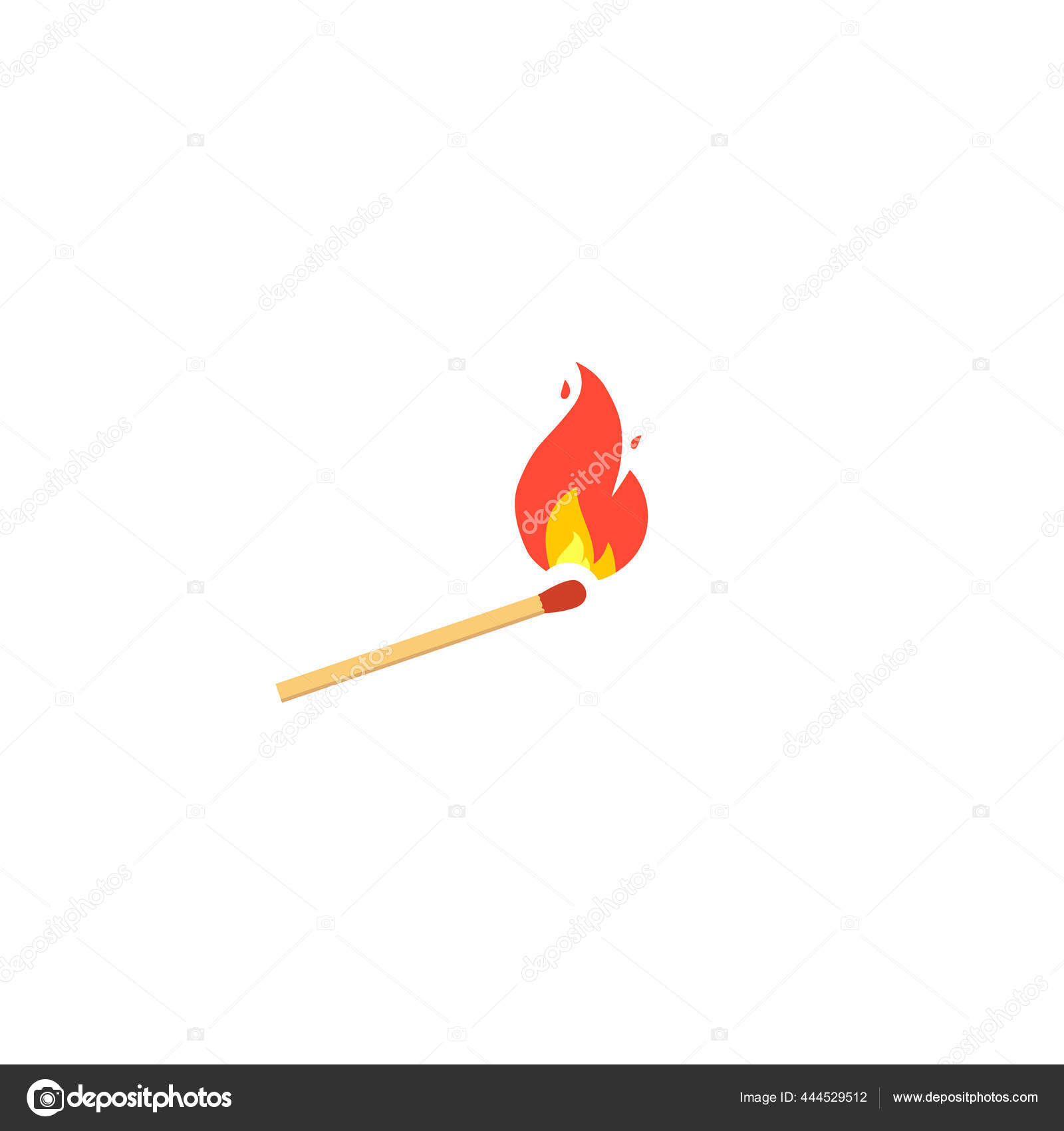 Match Burning Danger Symbol Flammable Object Isolated Vector ...