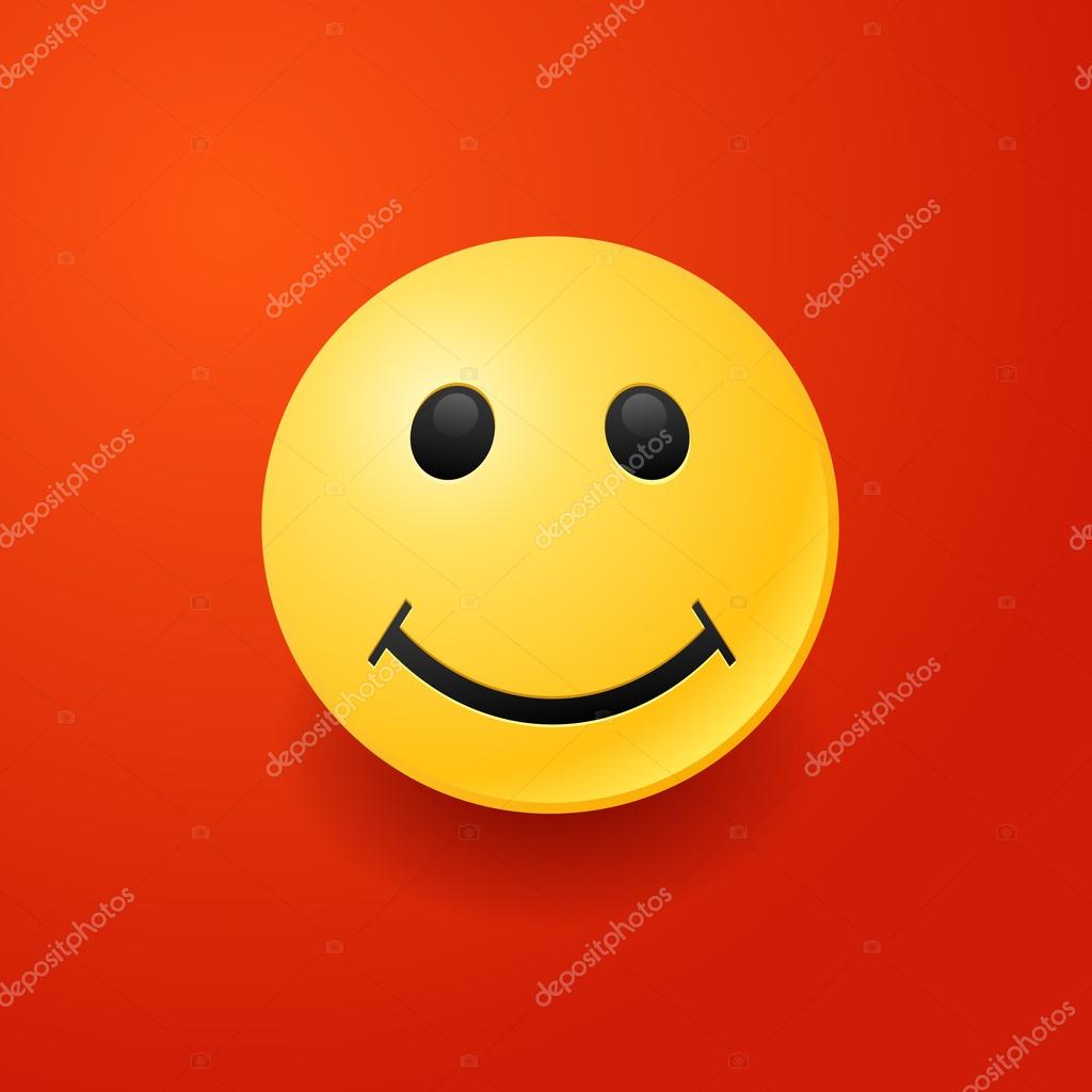 Émoticône souriant avec des yeux souriants sur fond rouge Stock Vector ...