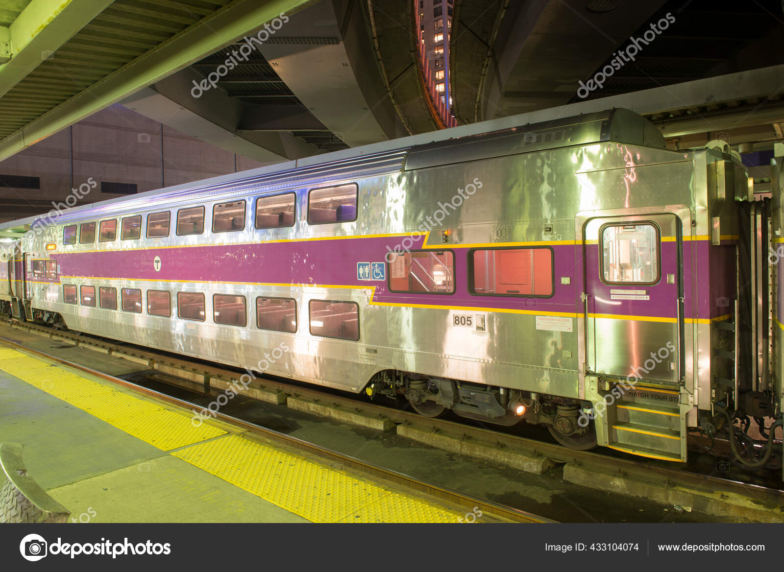 Mbta Commuter Rail Bilevel Coach Night North Station Boston ...