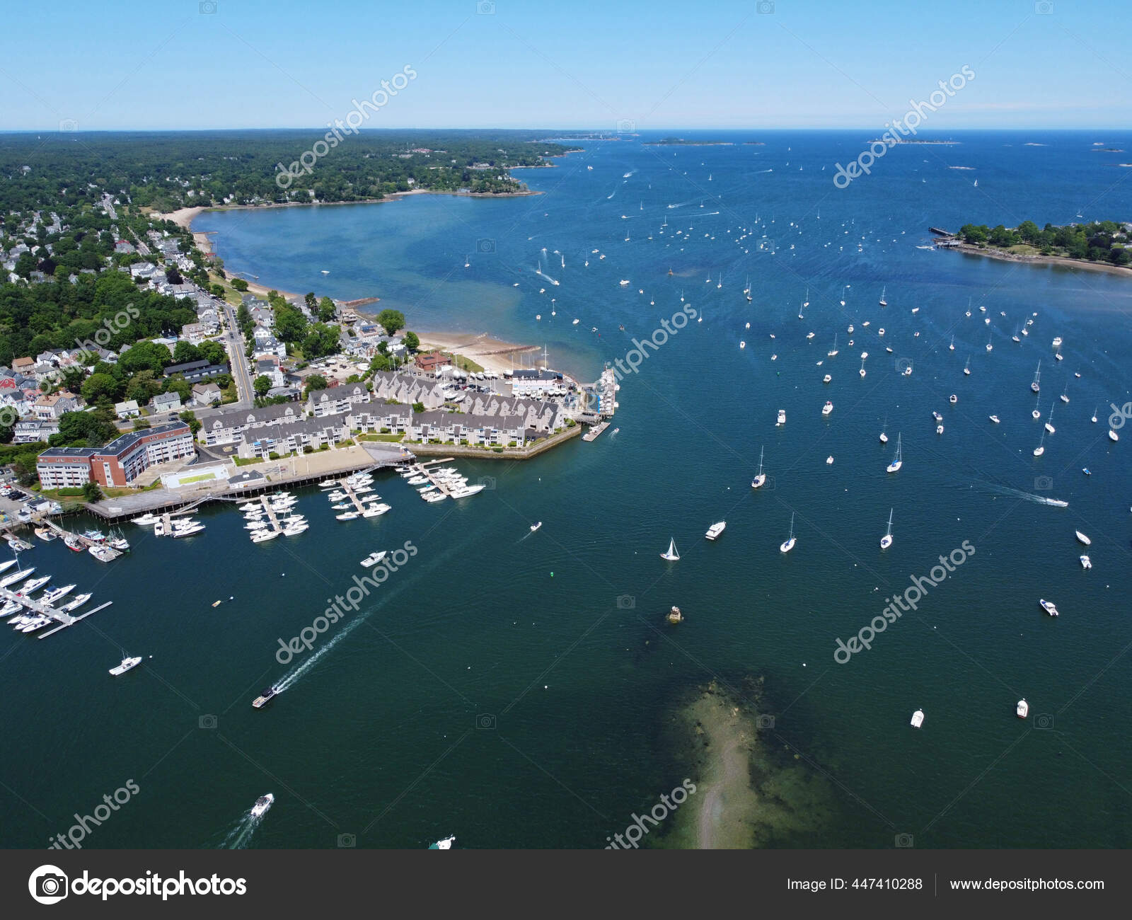 Aerial View Sandy Point Danvers River Mouth Salem Harbor City — Stock ...