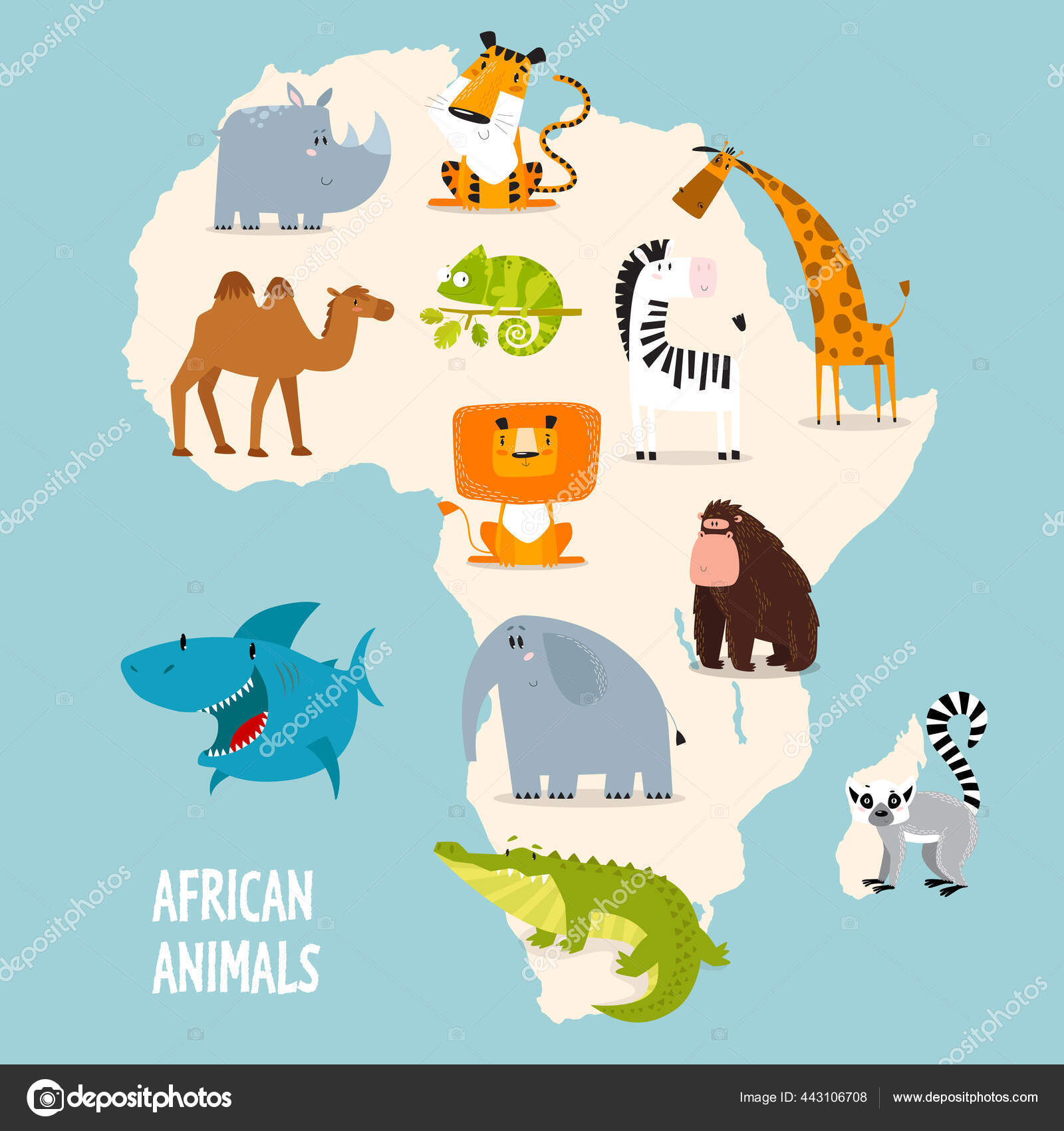 Africa Map With Animals Africa Map Animal Print Background Vector