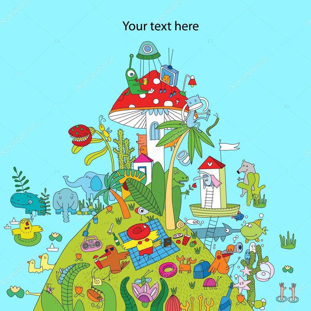 Detailed cartoon world — Stock Vector © utchenko_olga #78798782