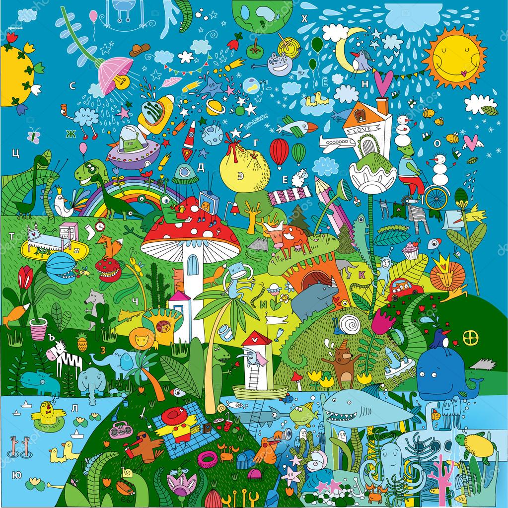 Detailed cartoon world Stock Vector by ©utchenko_olga 79114670