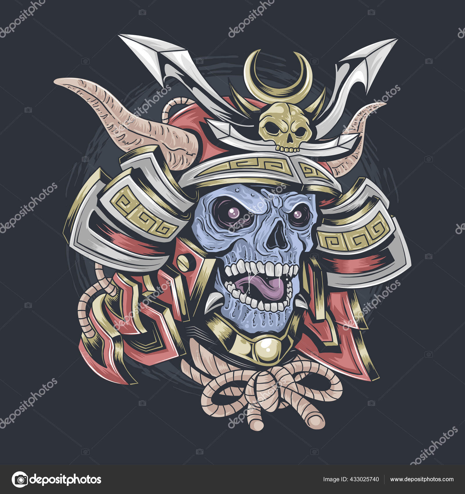 Samurai Skull Mask Tattoo