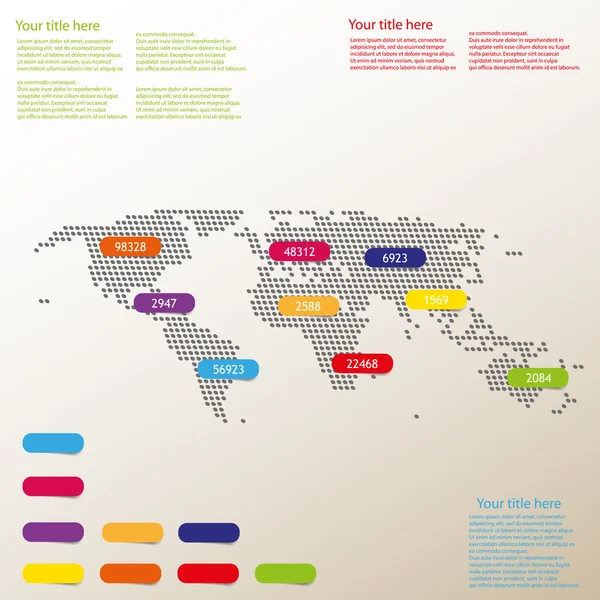 Spatial world map with circle color pointers with place for your Stock ...