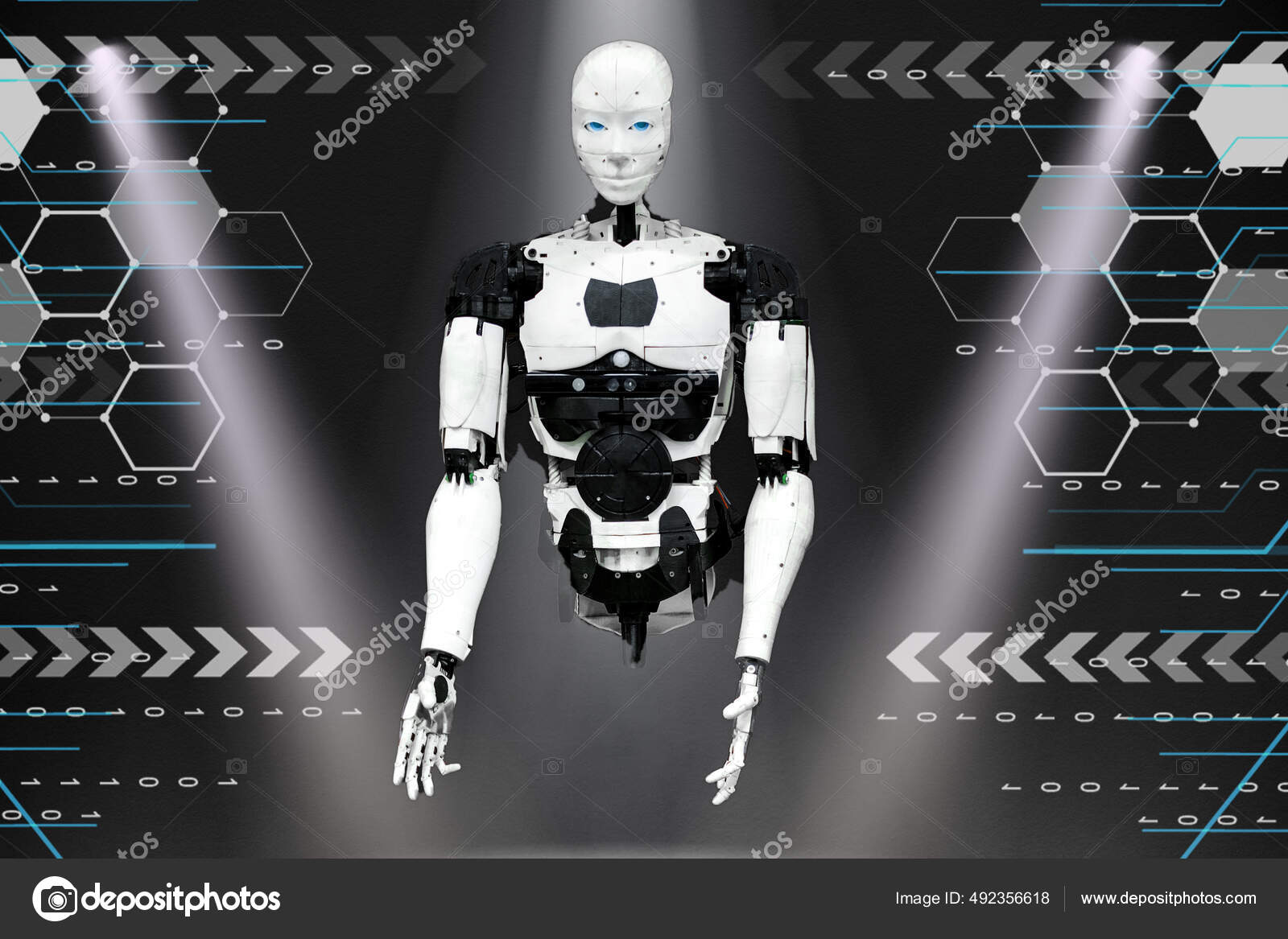 Robot Black Background Artificial Intelligence Concept — Stock Photo ...