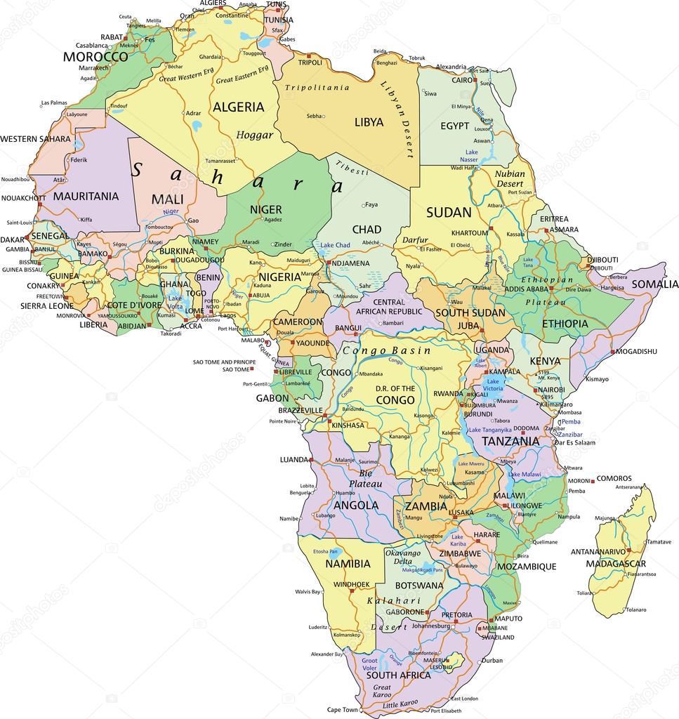 Physical Map Of Africa With Capitals