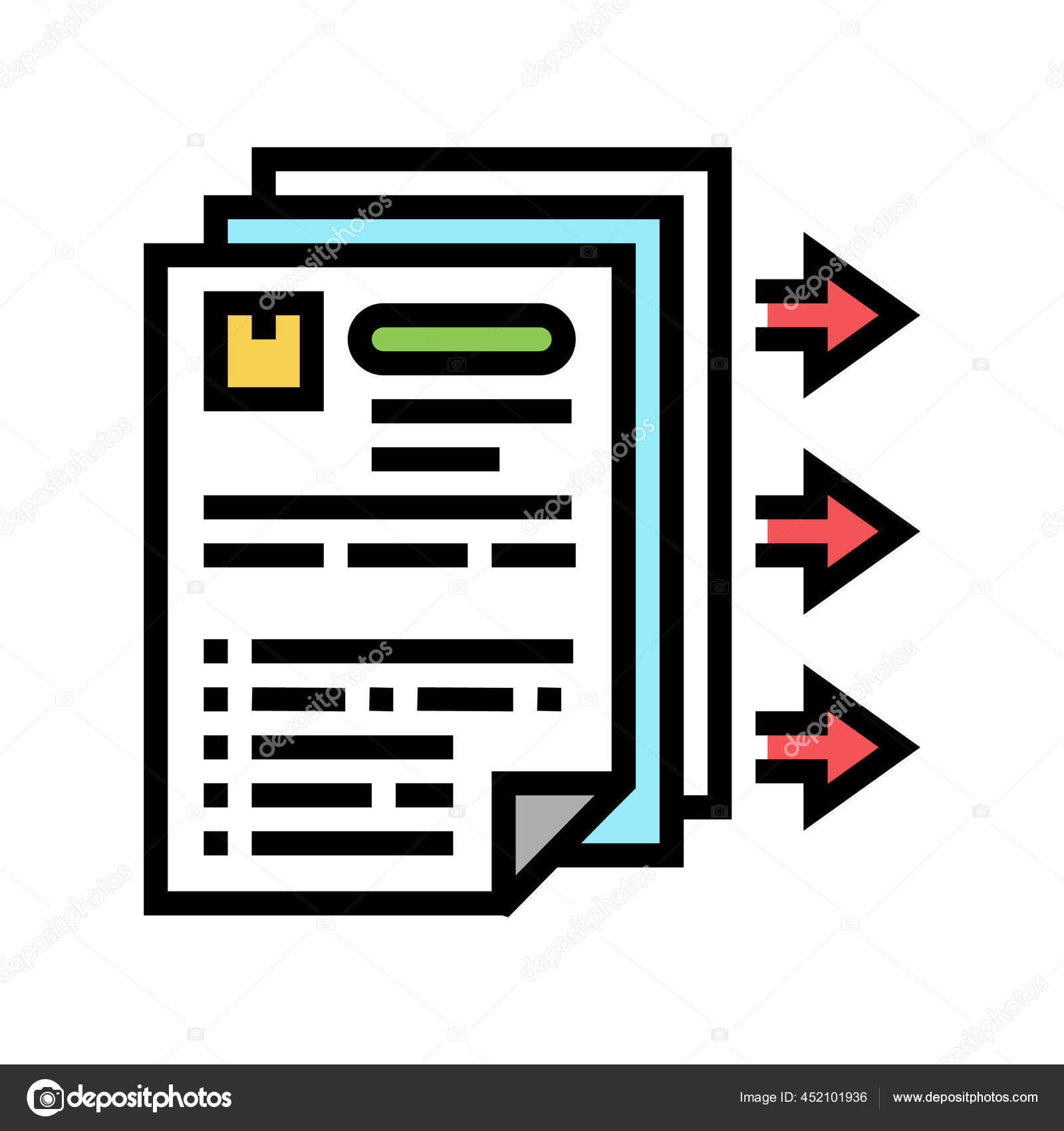 Compra requisición color icono vector ilustración vector, gráfico ...