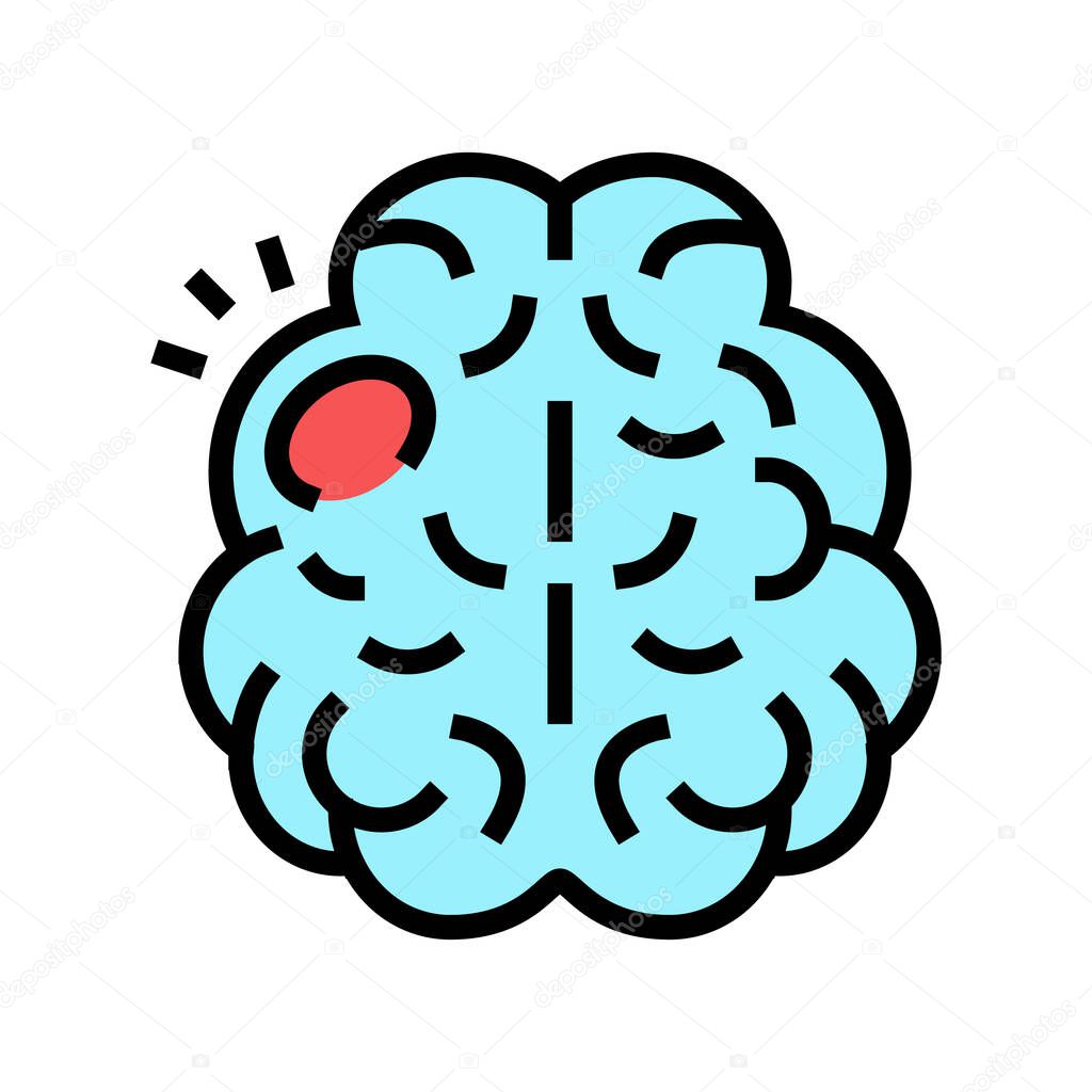 ictus enfermedad cerebral color icono vector ilustración 2023