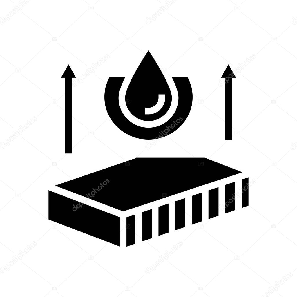 hidrofobicidad vector icono de glifo de lana mineral. signo de lana mineral hidrofobicidad ...