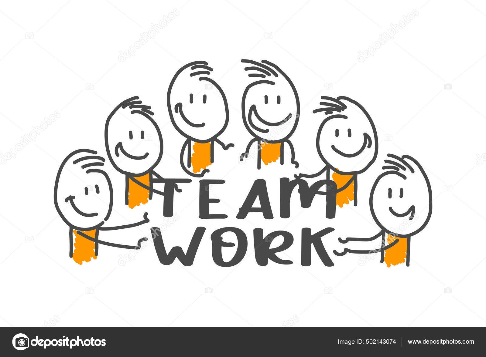 Stick Figure Team Stick Figure Working Together Team Stock Vector