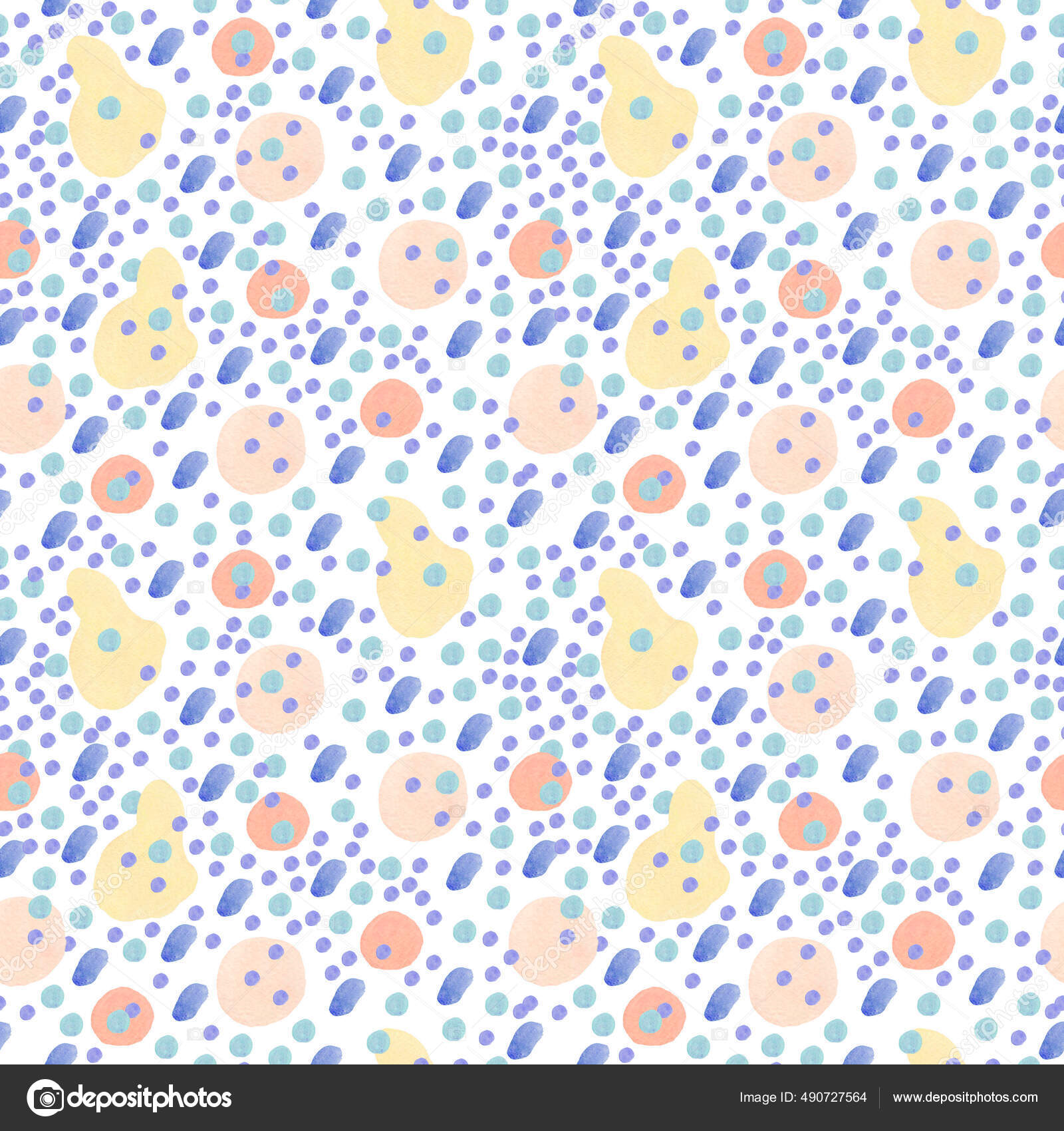 Abstract Modern Watercolor Seamless Patters Baby Shapes White ...