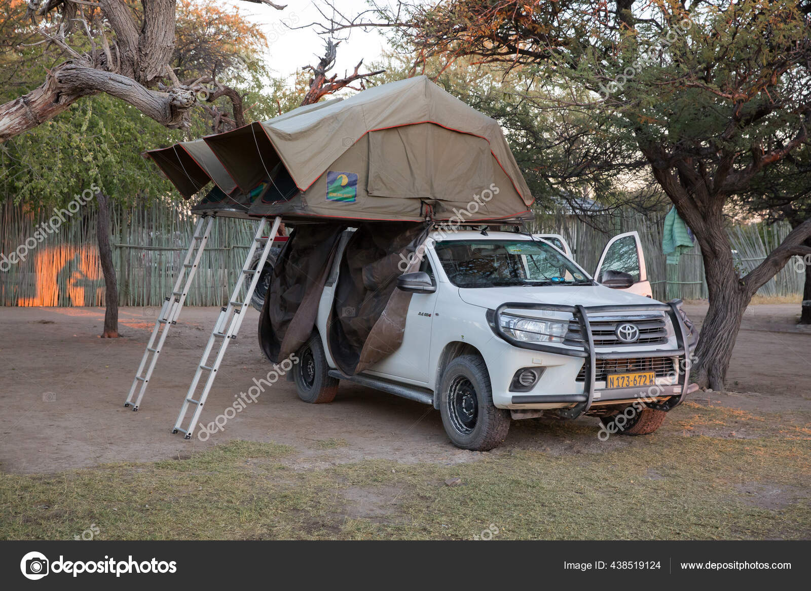 Etosha Namibia June 2019 Road Vehicle Equipped Travel Roof Top — Stock ...