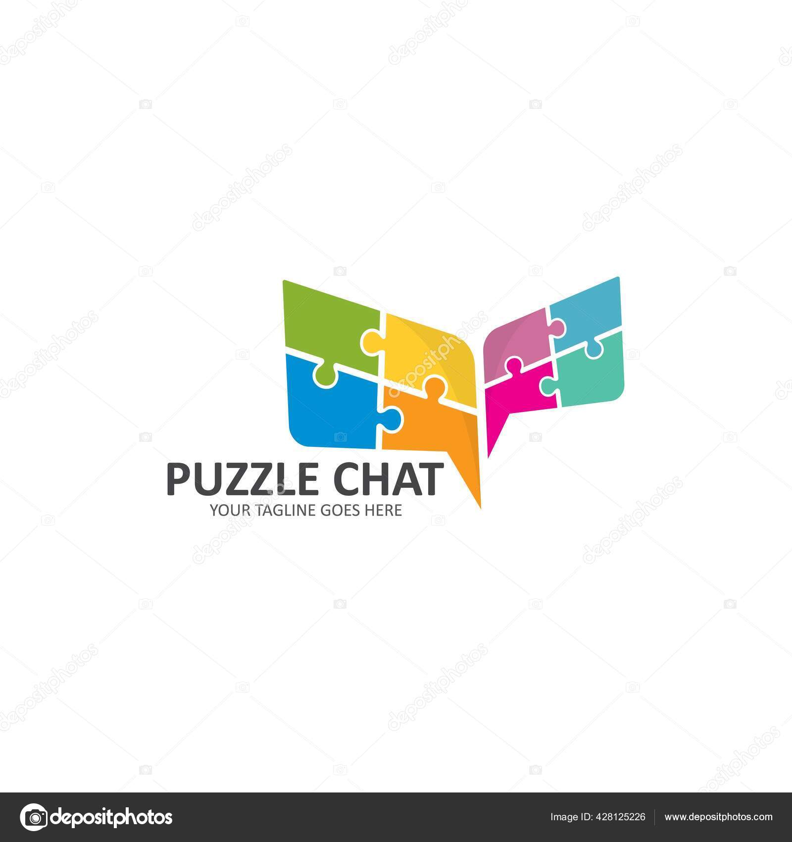 Puzzle Chat Logo Vector Icon Illustration Design Stock Vector Image by ...