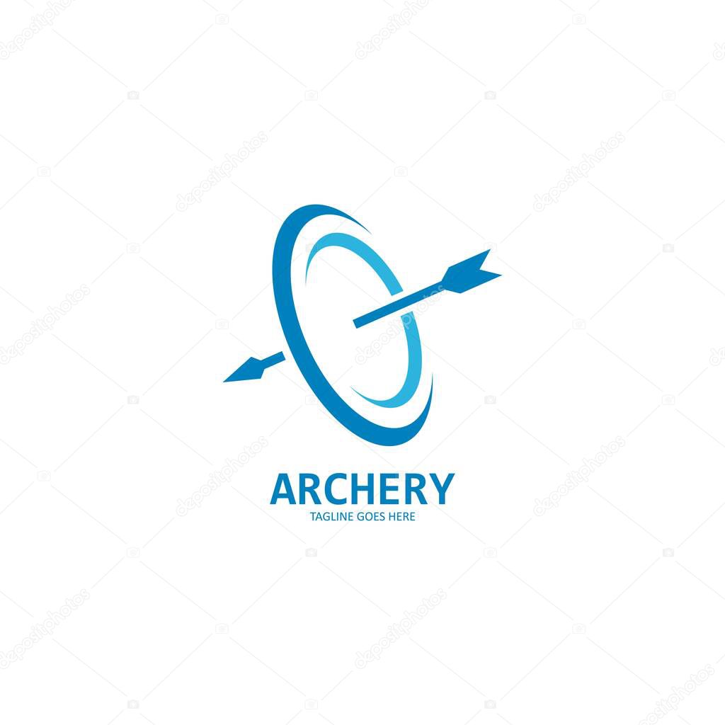 Diseño de ilustración de icono de vector de logotipo de tiro con arco 2024