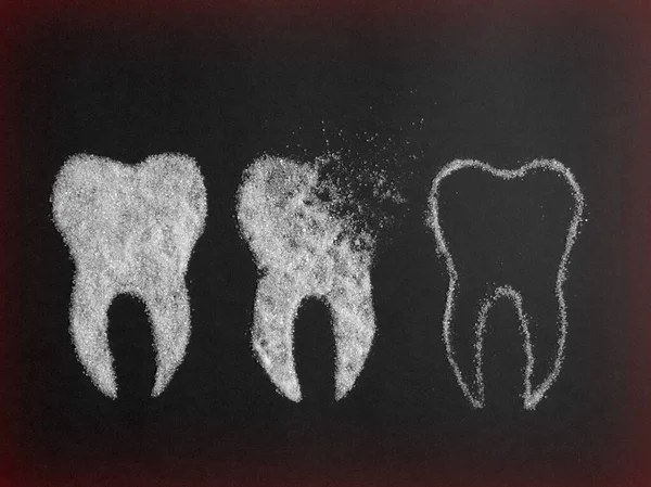 Sugar Harm Enamel Image Sugar Teeth Black Background Process Tooth ...
