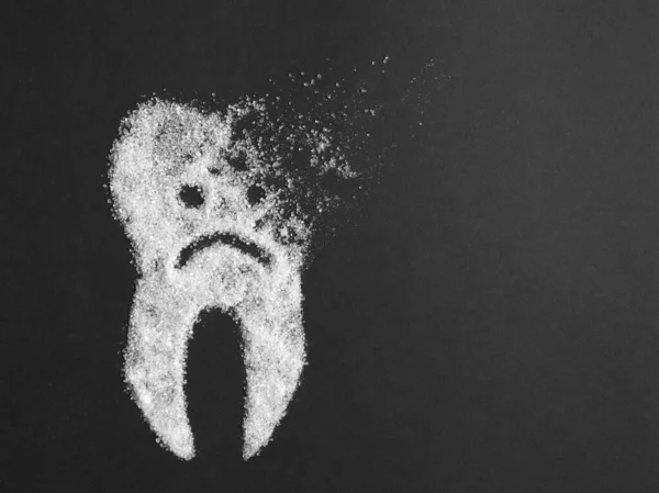 Sugar Harm Enamel Image Sugar Teeth Black Background Process Tooth ...