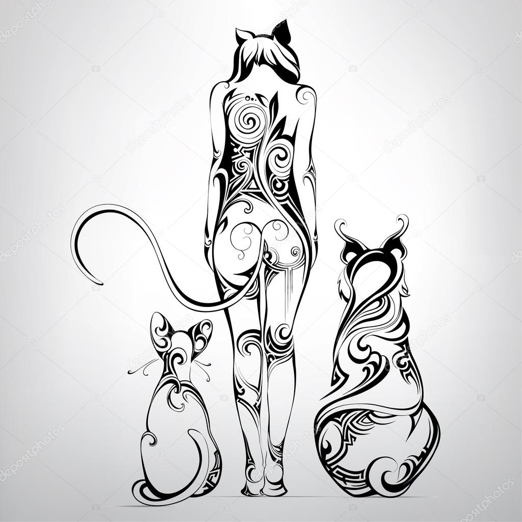 Cat Woman Surrounded By Cats Stock Vector Image By ©nutriaaa 67898255