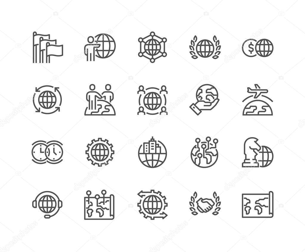 Line Global Business Icons Stock Vector Image by ©davooda #117823006