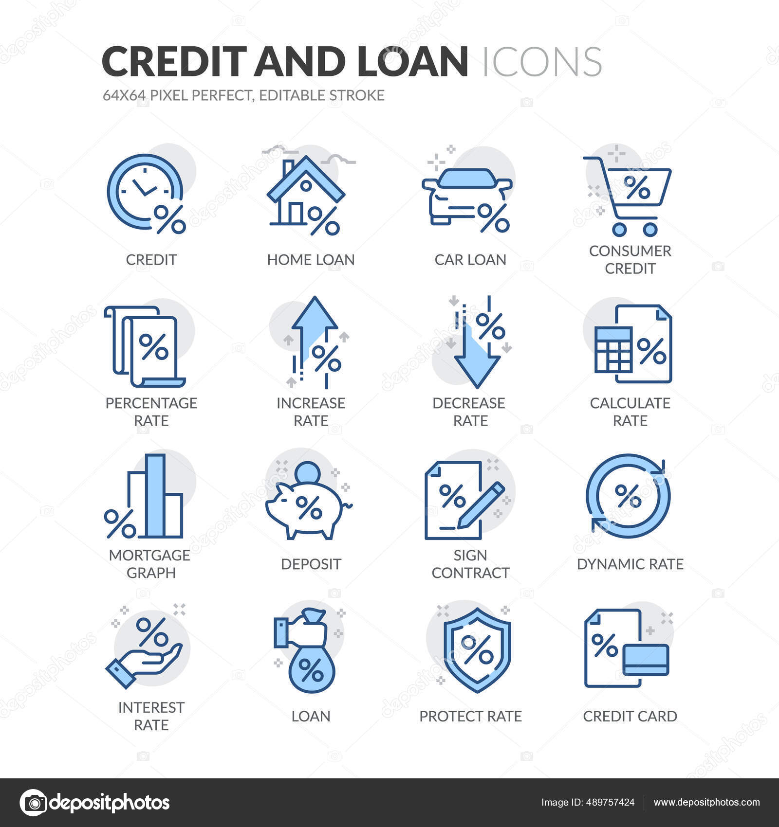 Line Credit and Loan Icons Stock Vector by ©davooda 489757424