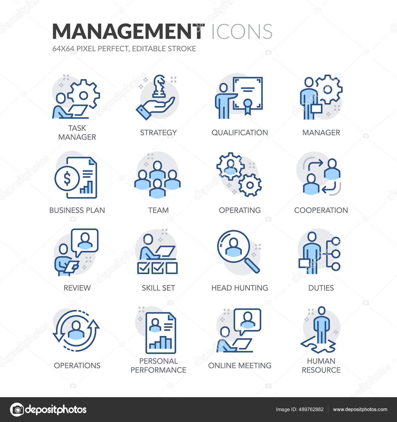 Line People Management Icons Stock Vector Image by ©davooda #489762882