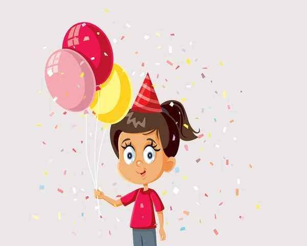 Celebrating Little Girl Blowing Party Whistle Vector Cartoon ... Celebrating Little Girl Blowing Party Whistle Vector Cartoon ...