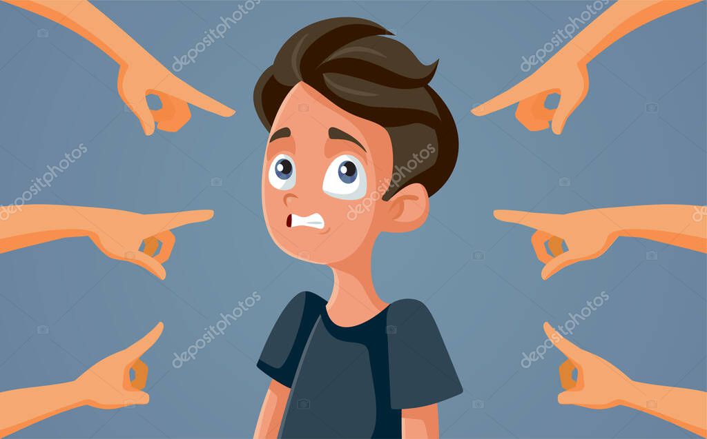 Culpable Adolescente Chico Frente Acusaciones Vector Ilustración Vector ...